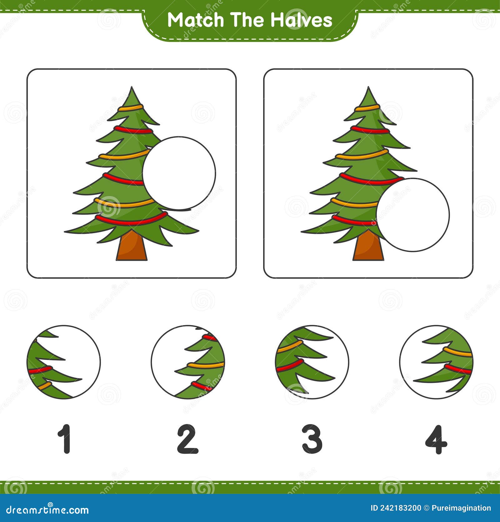 Match the Halves. Match Halves of Christmas Tree Stock Vector ...