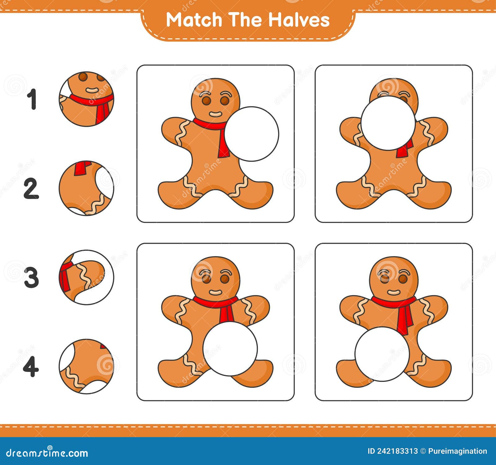 Match the Halves. Match Halves of Gingerbread Man Stock Vector ...