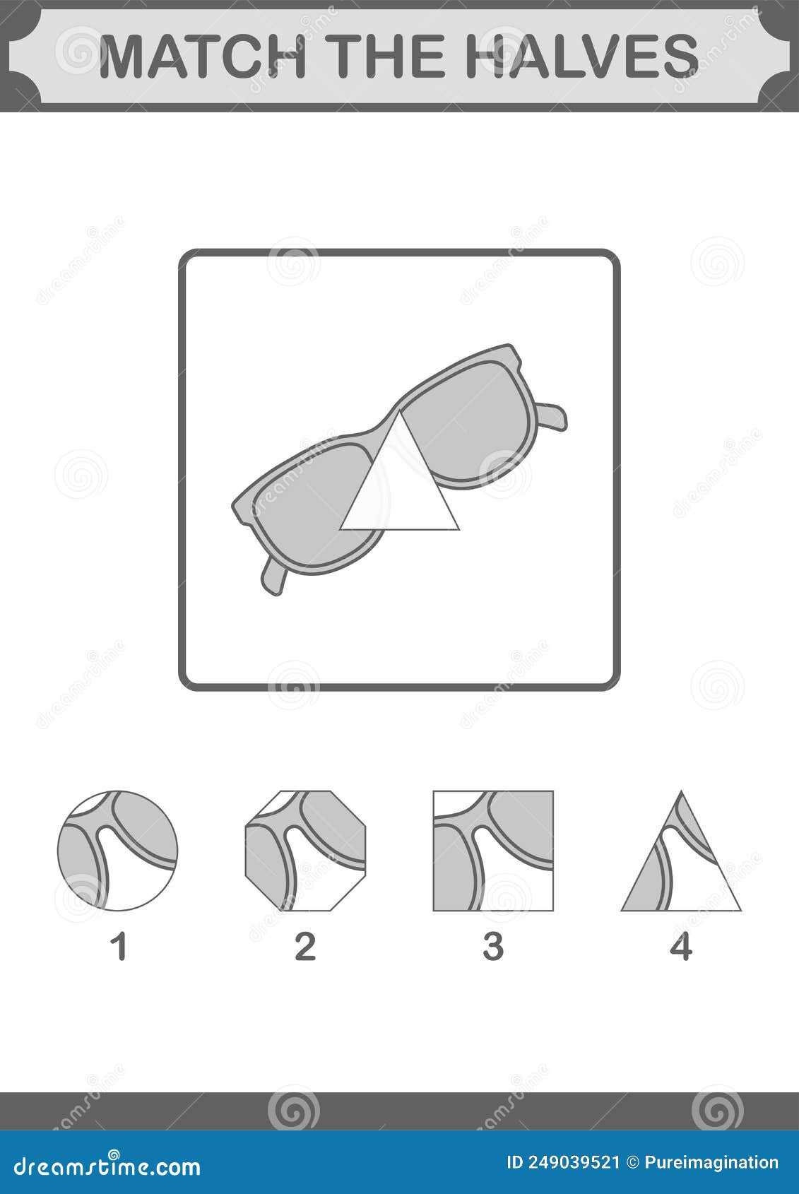 Match Halves of Glasses. Worksheet for Kids Stock Vector - Illustration ...