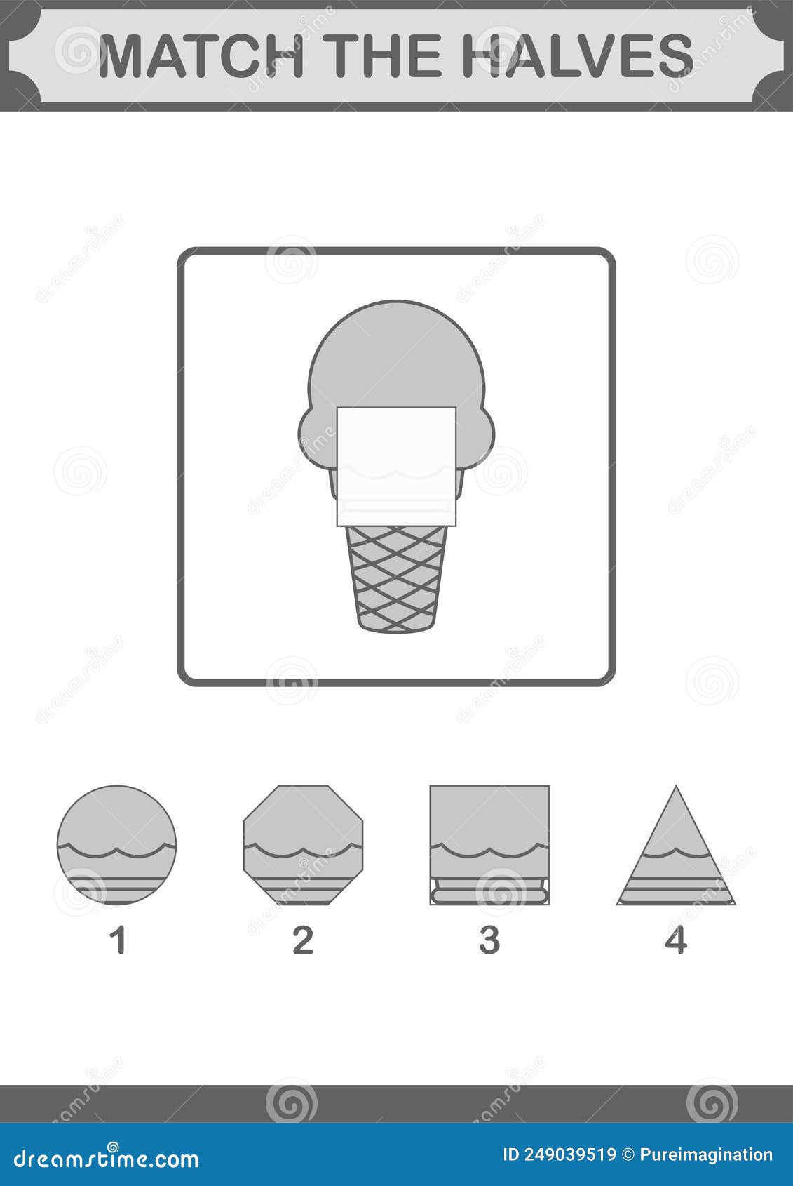 Match Halves of Ice Cream. Worksheet for Kids Stock Vector ...