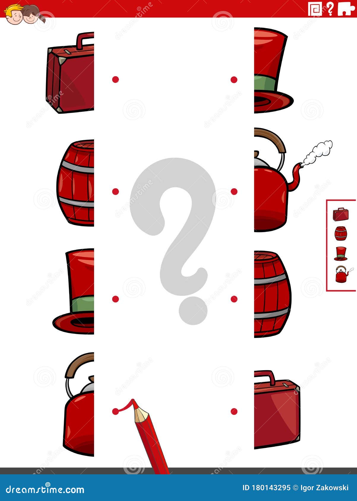 Match Halves of Pictures with Objects Educational Game Stock Vector ...