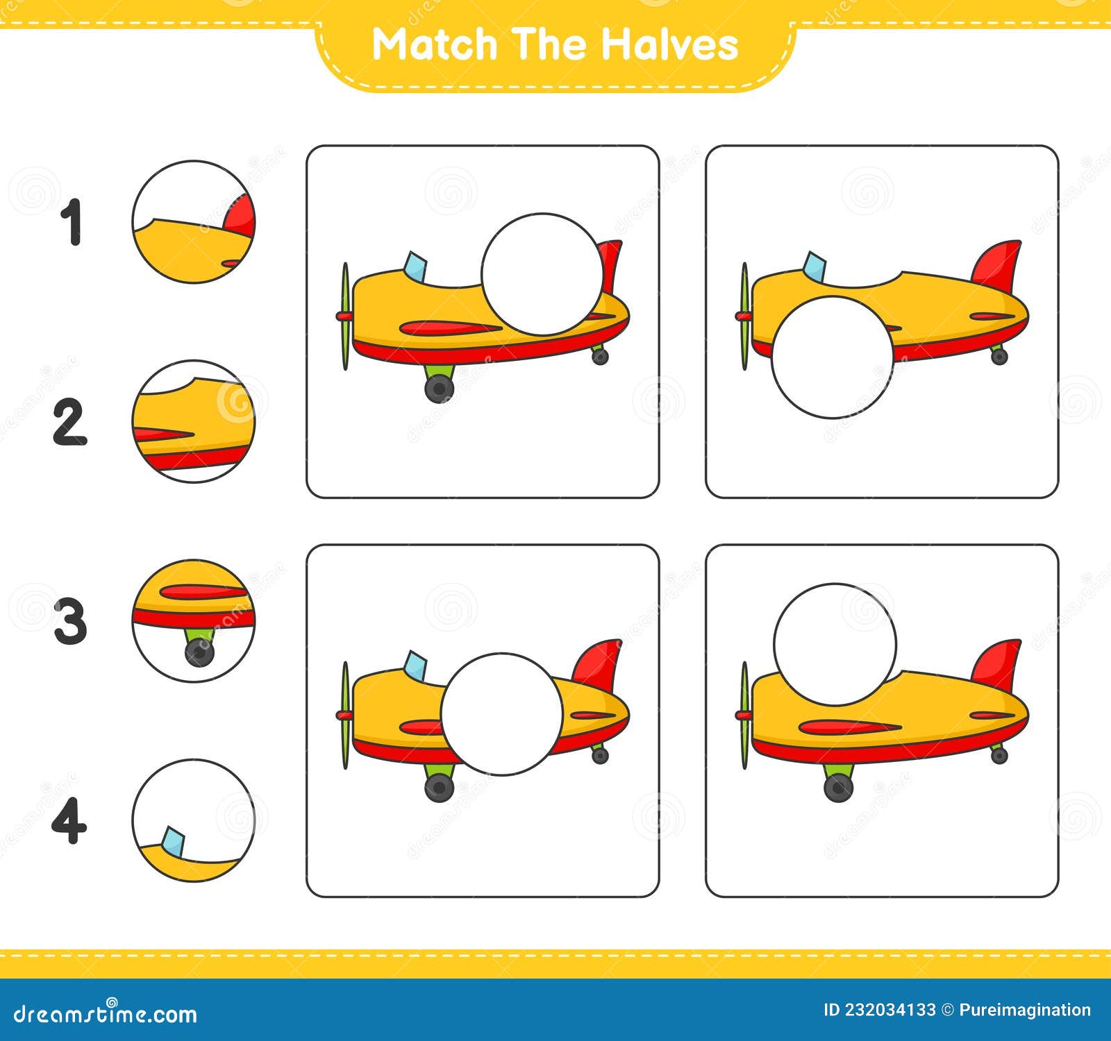 Match the Halves. Match Halves of Plane Stock Vector - Illustration of ...