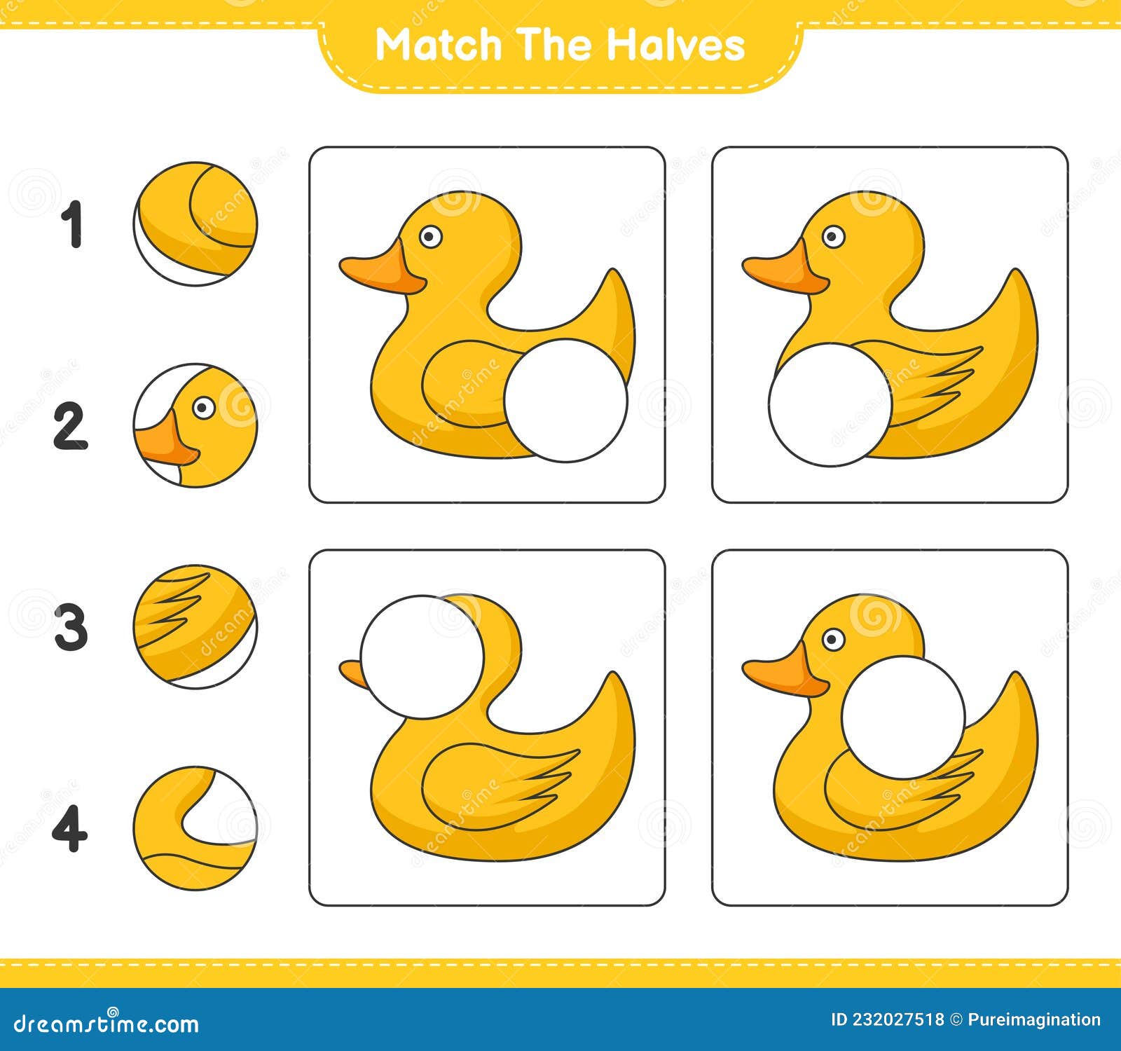 Match the Halves. Match Halves of Rubber Duck Stock Vector ...