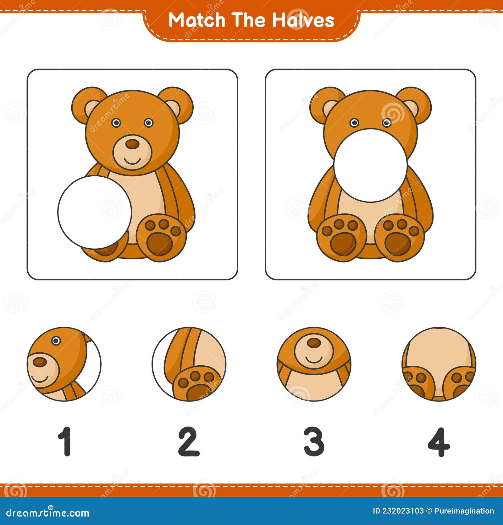 Match the Halves. Match Halves of Teddy Bear Stock Vector ...