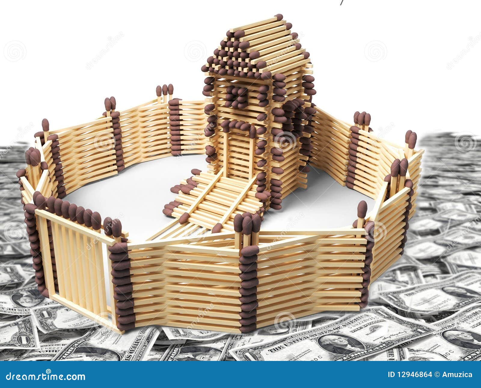 Match house with money stock illustration. Illustration of cash - 12946864