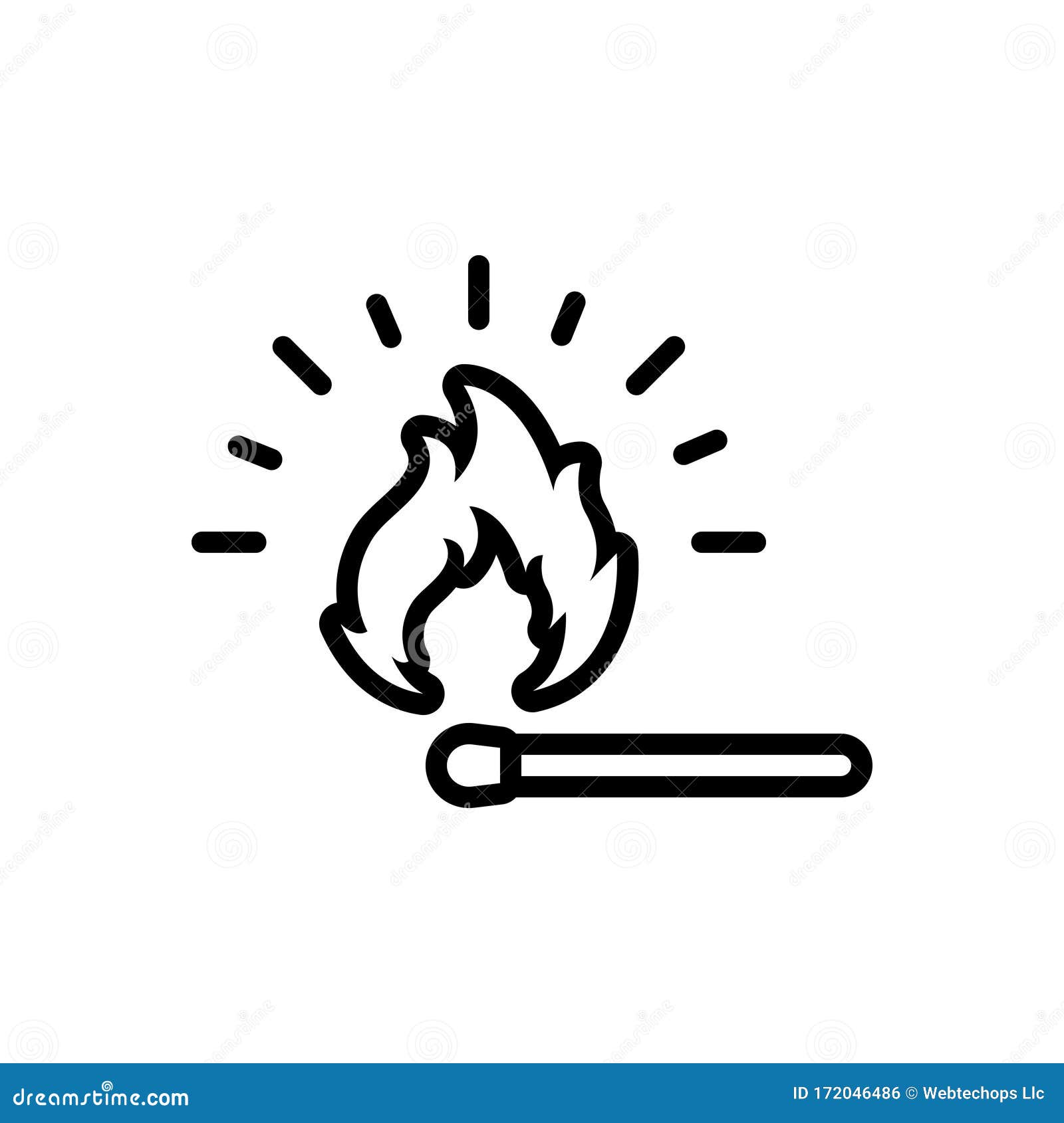 Black Line Icon for Match, Matchstick and Fire Stock Vector ...