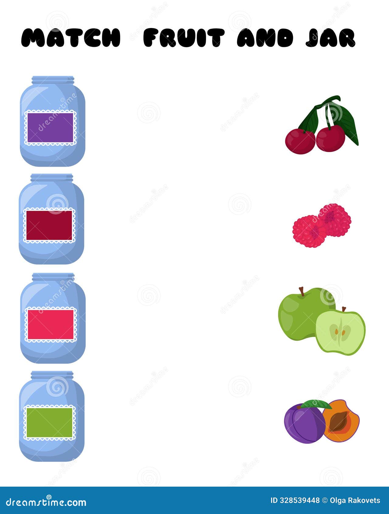 Match Jars and Fruits, Educational Game for Kids Stock Vector ...