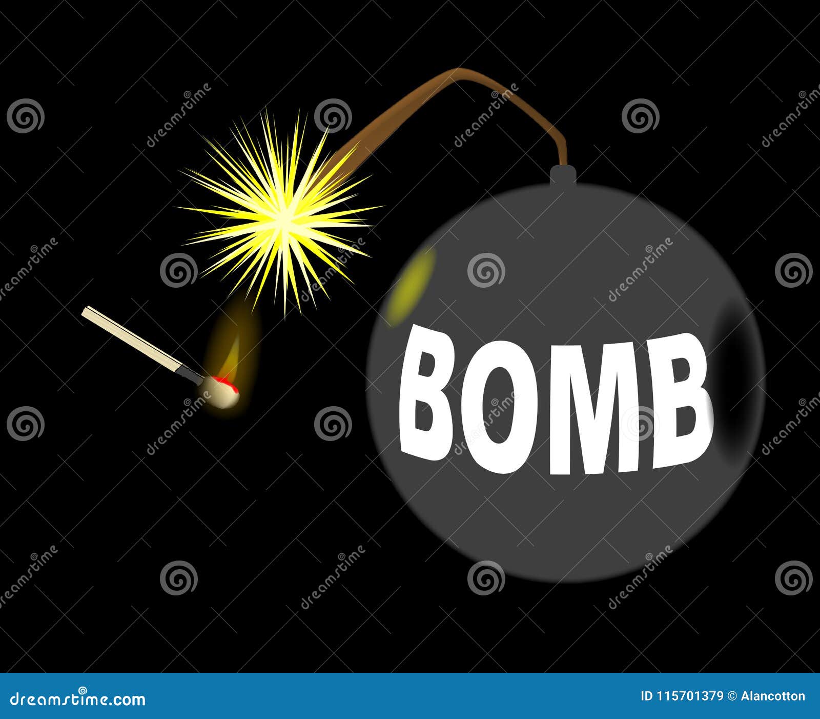 Bomb and Match stock vector. Illustration of burning - 115701379