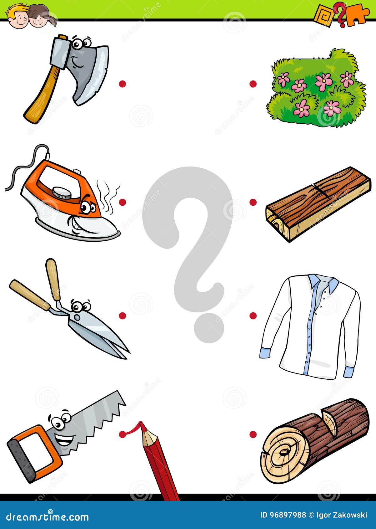 Match Objects Educational Activity Game Stock Vector - Illustration of ...