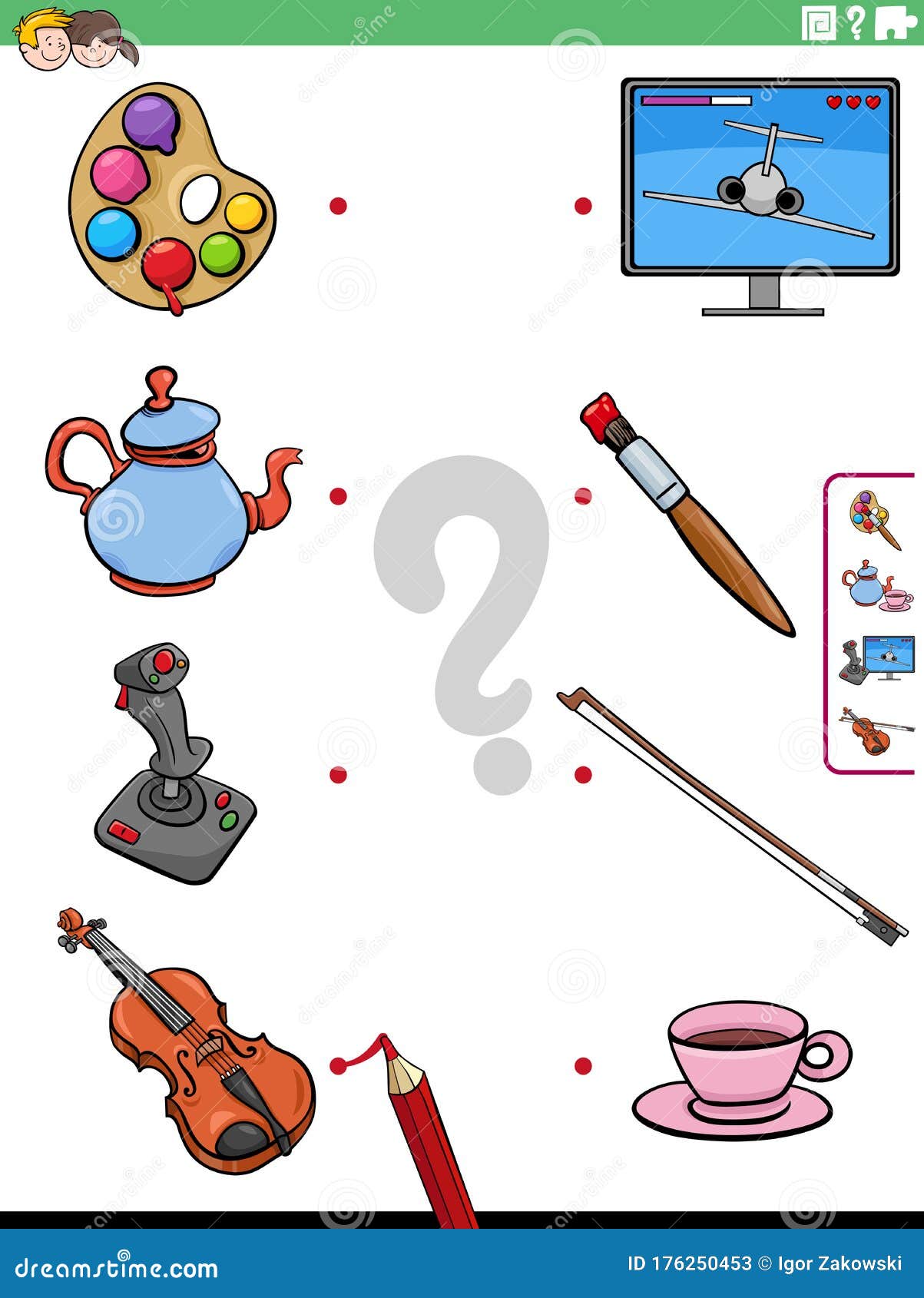 Match Objects Educational Game for Children Stock Vector - Illustration ...