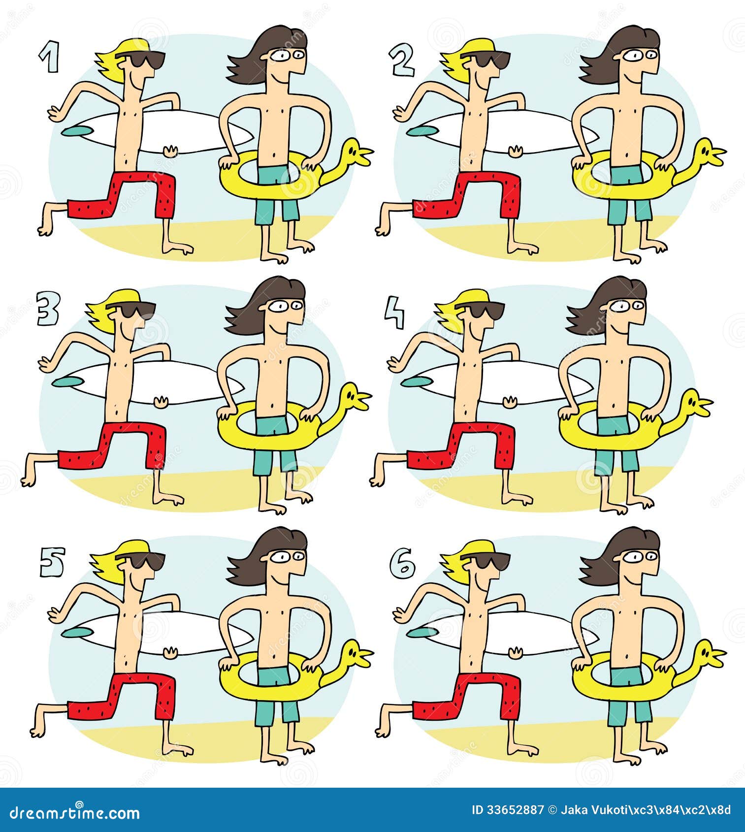 Match Pairs Visual Game: Surfer Cartoon Vector | CartoonDealer.com ...
