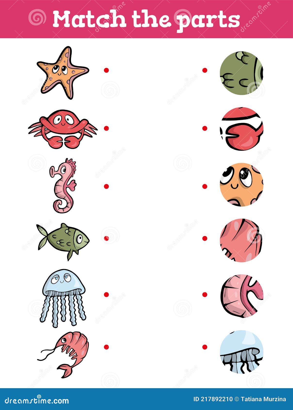 Match the Part Educational Game for Children. Cartoon Vector ...