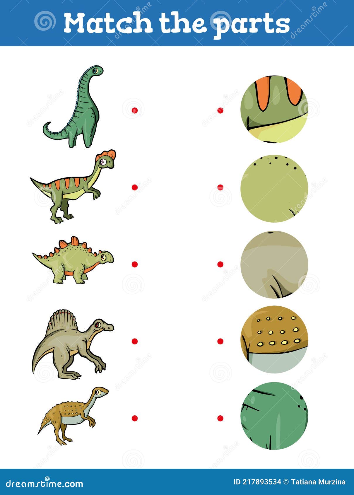 Match the Part Educational Game for Children. Cartoon Vector ...