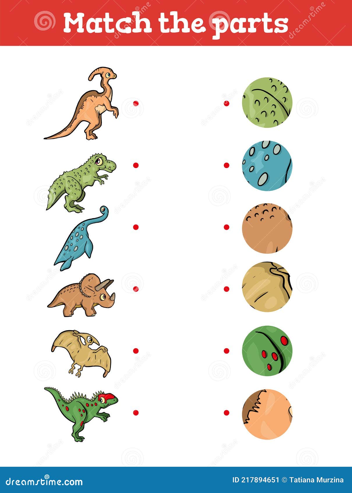 Match the Part Educational Game for Children. Cartoon Vector ...