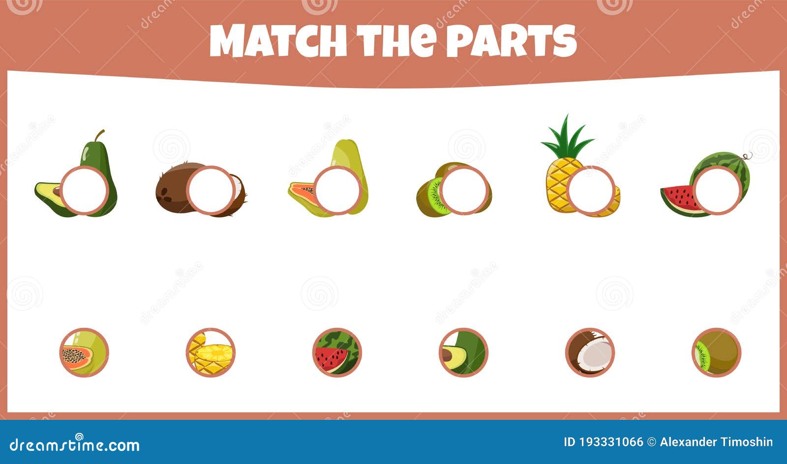 Match the Parts. Match Parts of Fruits. Worksheet for Education Stock ...