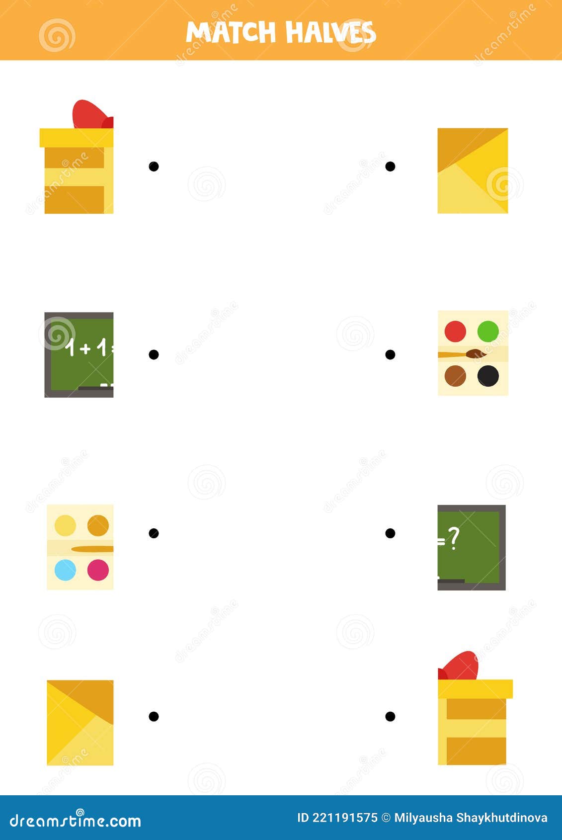 Match Parts of Rectangular Objects. Logical Game for Children. Stock ...