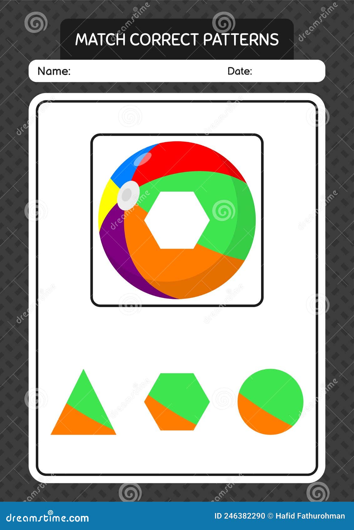 Match Pattern Game with Beach Ball. Worksheet for Preschool Kids, Kids ...