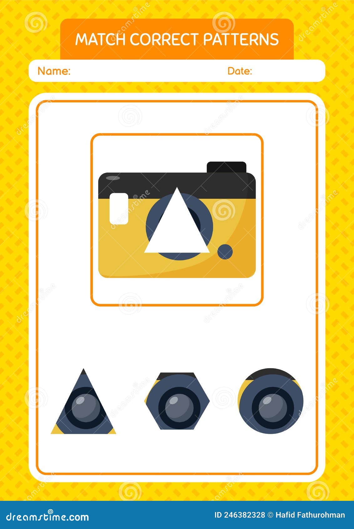 Match Pattern Game with Camera. Worksheet for Preschool Kids, Kids ...
