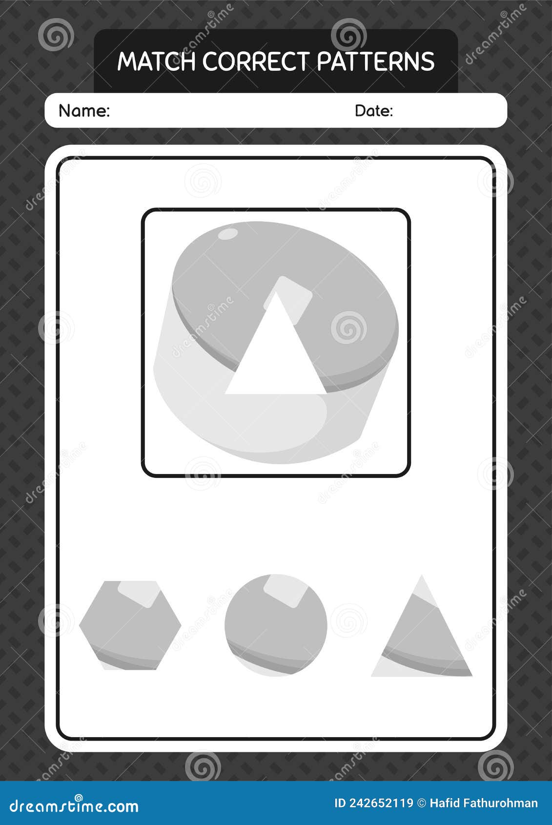 Match Pattern Game with Cap. Worksheet for Preschool Kids, Kids ...