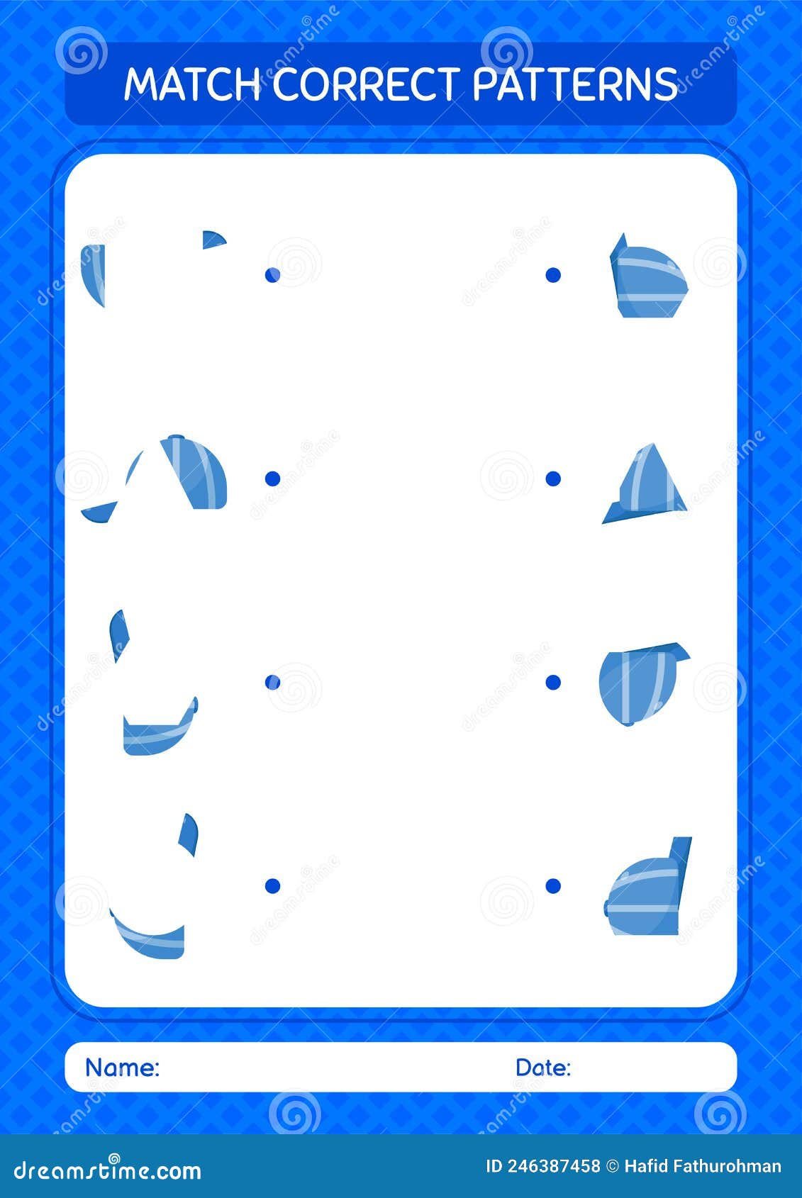 Match Pattern Game with Cap. Worksheet for Preschool Kids, Kids ...