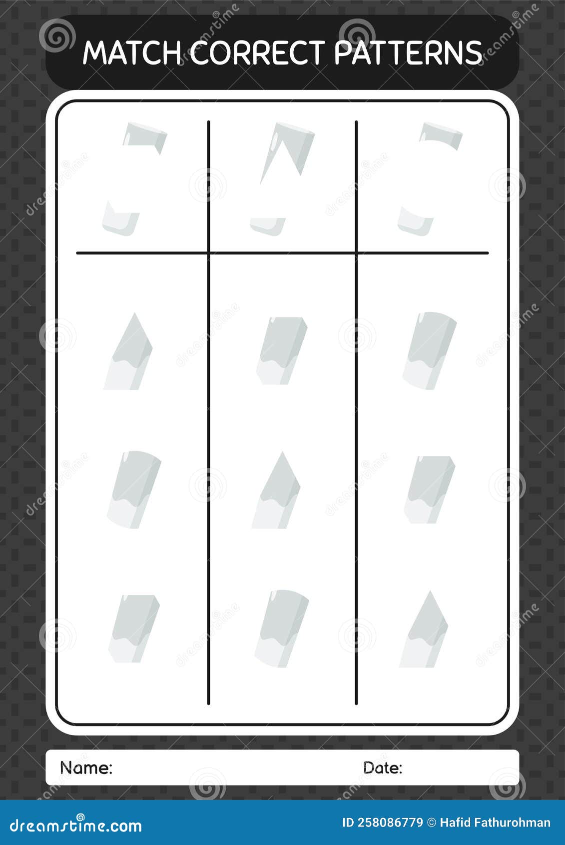 Match Pattern Game with Chalk. Worksheet for Preschool Kids, Kids ...