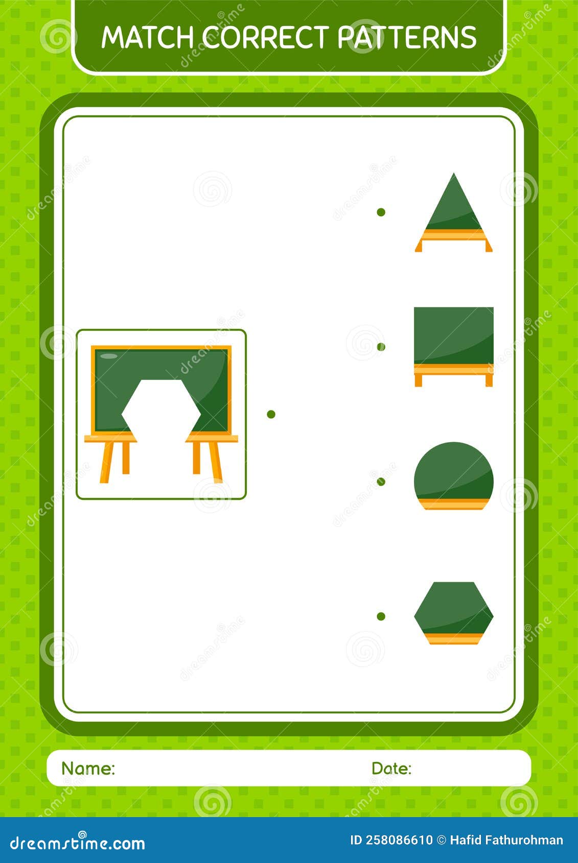 Match Pattern Game with Chalkboard. Worksheet for Preschool Kids, Kids ...