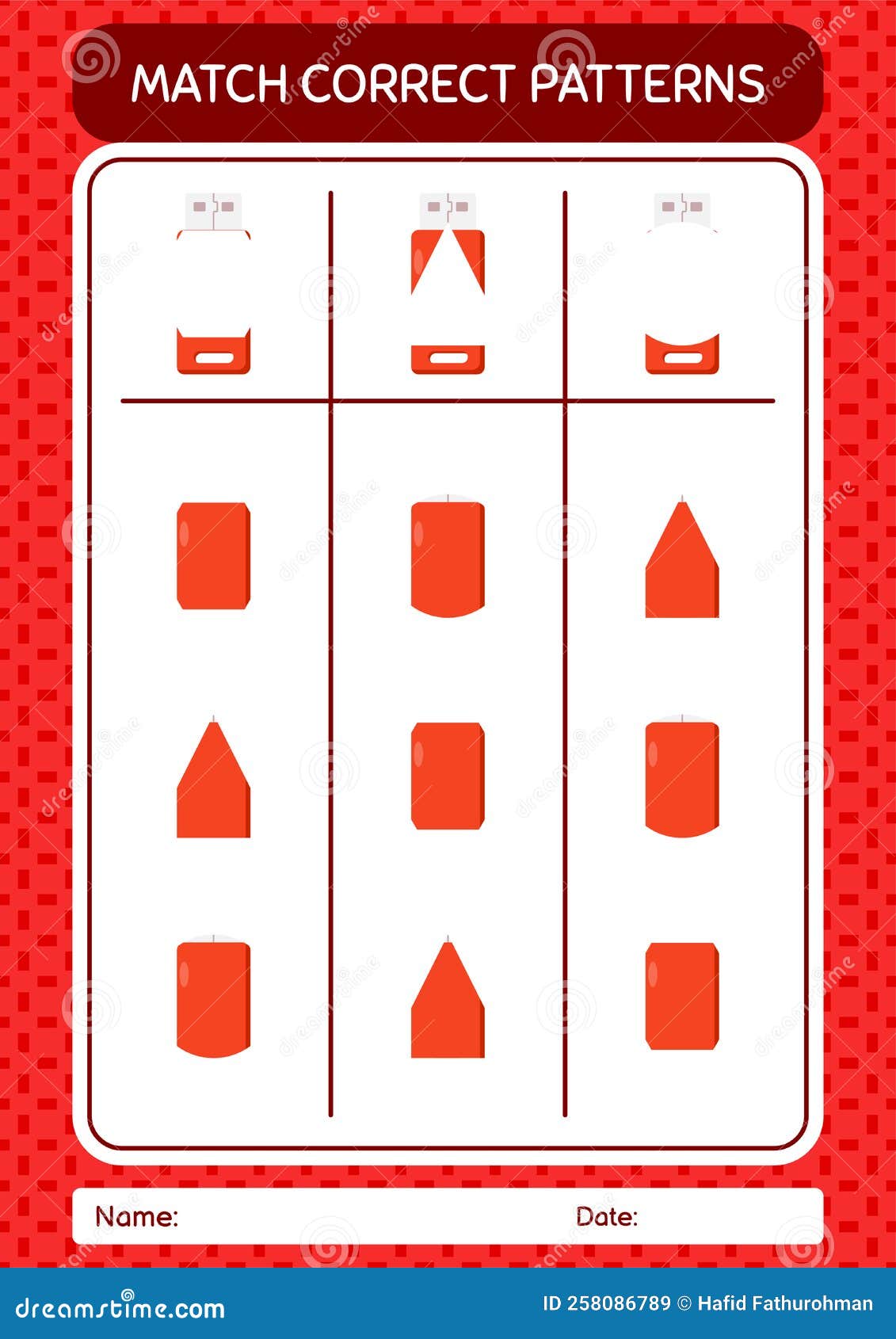 Match Pattern Game with Flashdisk. Worksheet for Preschool Kids, Kids ...