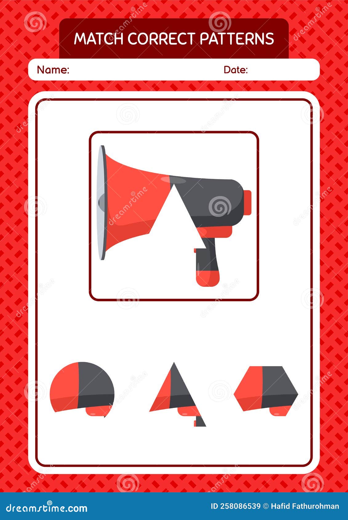 Match Pattern Game with Horn Loudspeakers. Worksheet for Preschool Kids ...