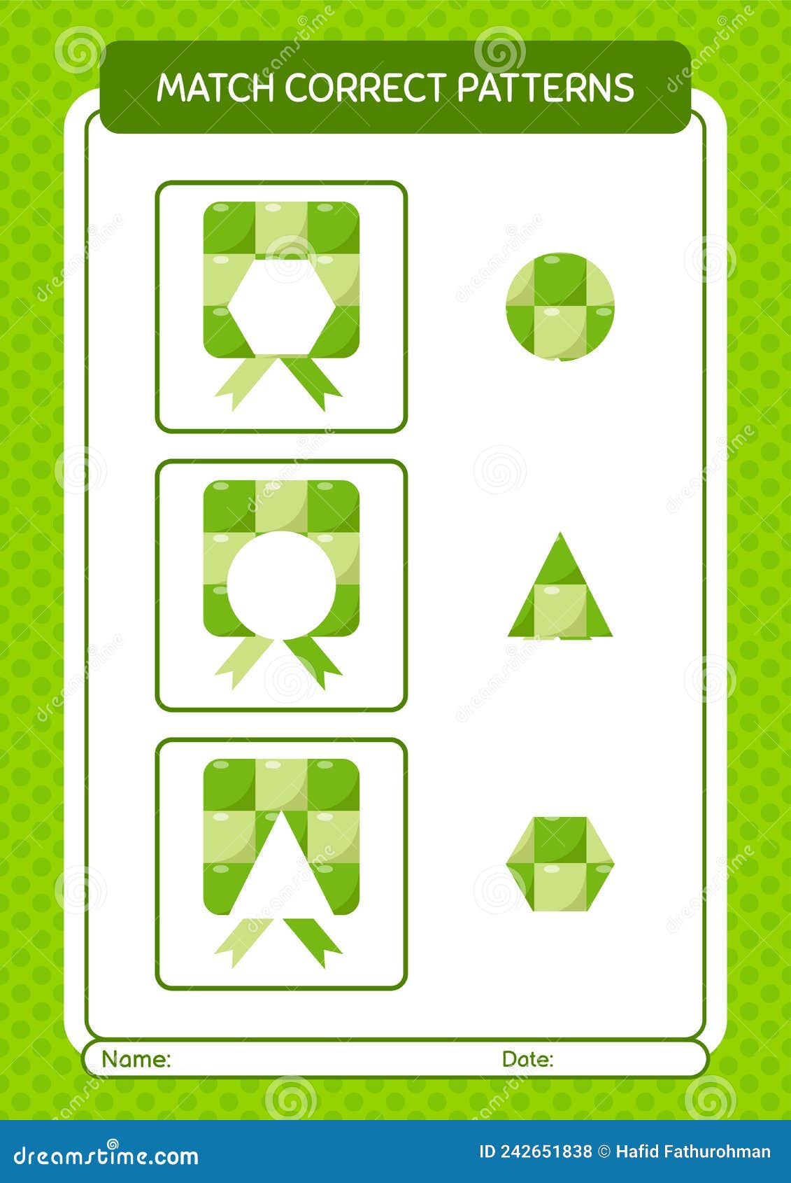 Match Pattern Game with Ketupat. Worksheet for Preschool Kids, Kids ...