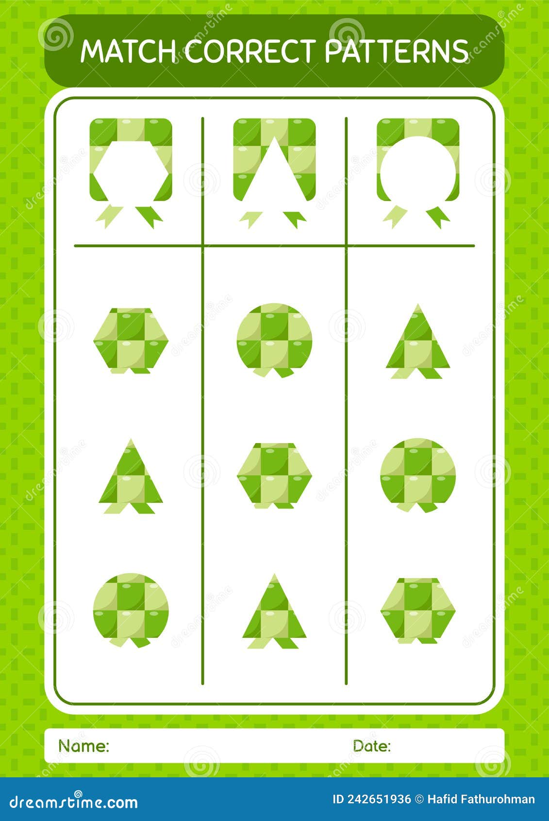 Match Pattern Game with Ketupat. Worksheet for Preschool Kids, Kids ...