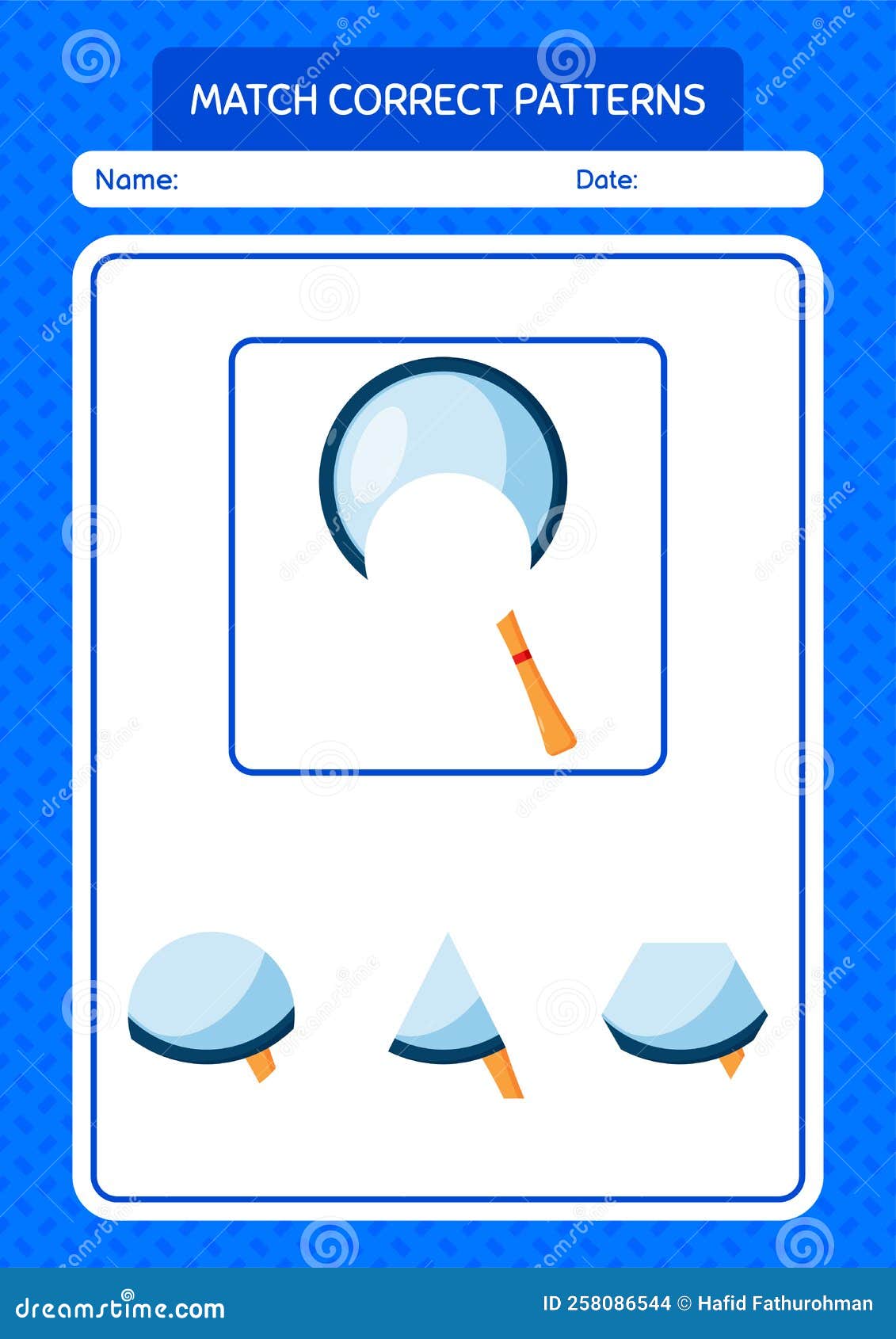 Match Pattern Game with Magnifying Glass. Worksheet for Preschool Kids ...