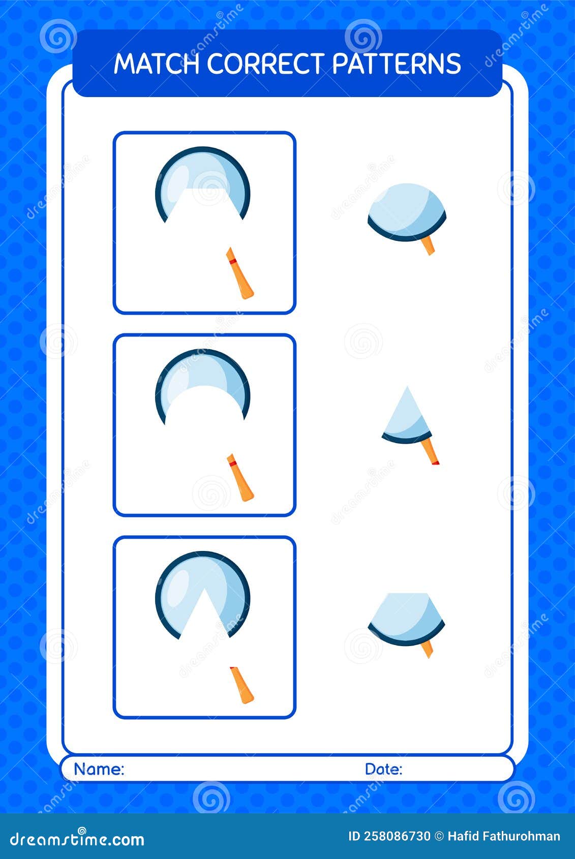 Match Pattern Game with Magnifying Glass. Worksheet for Preschool Kids ...