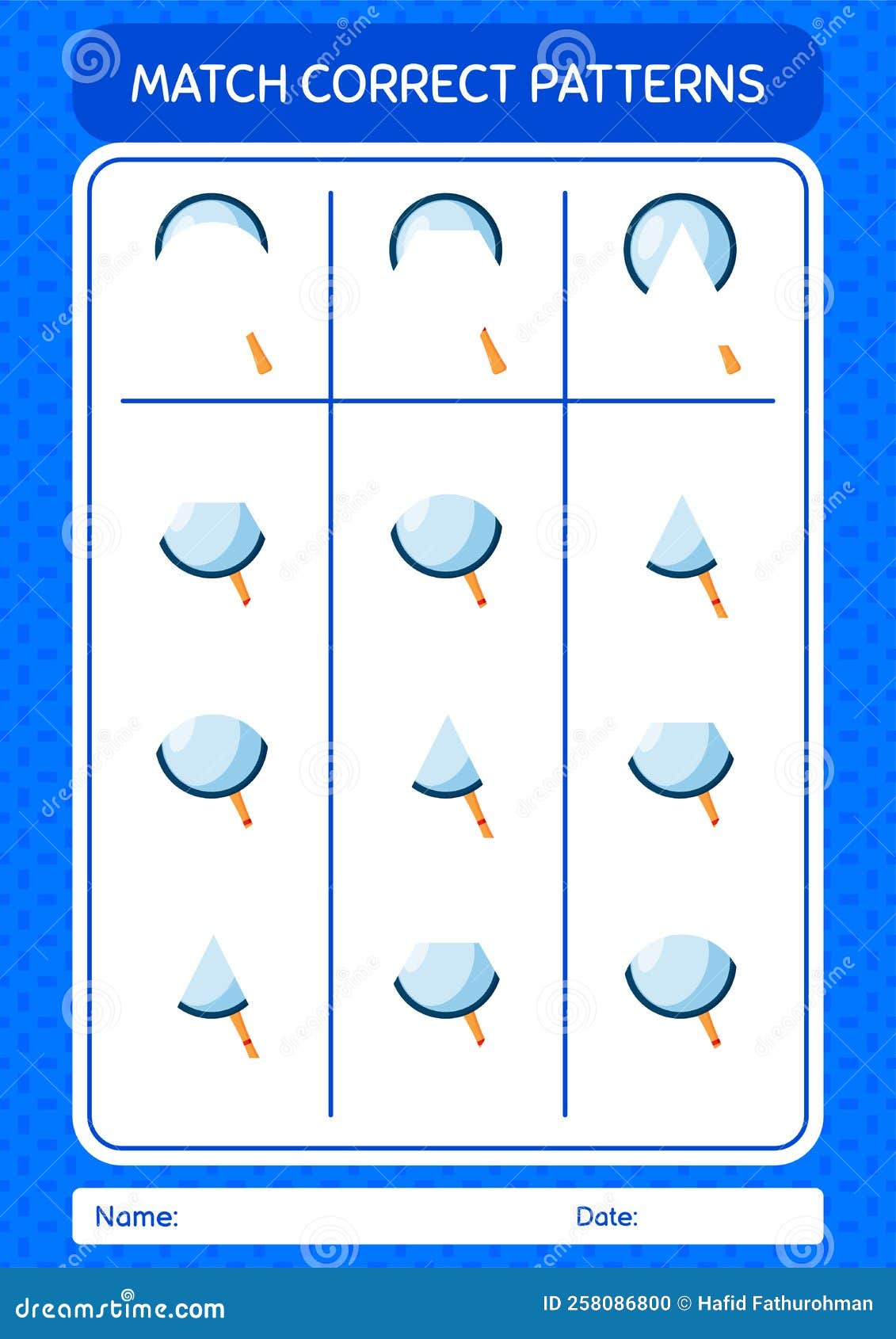 Match Pattern Game with Magnifying Glass. Worksheet for Preschool Kids ...