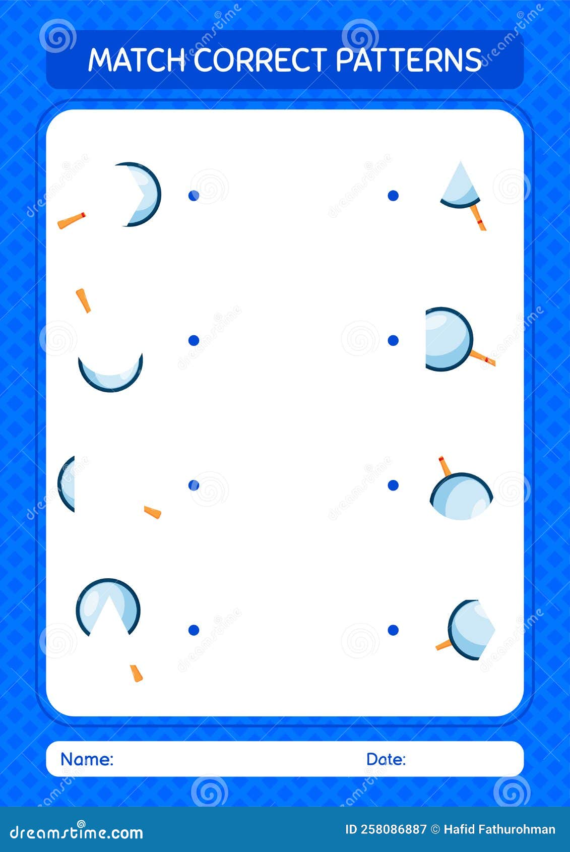 Match Pattern Game with Magnifying Glass. Worksheet for Preschool Kids ...