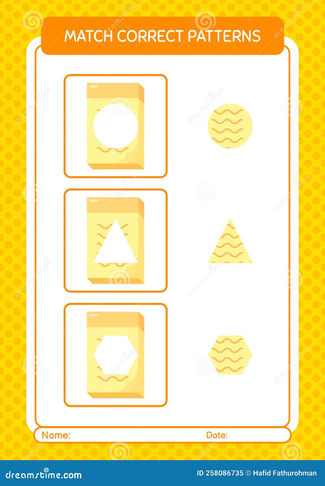 Match Pattern Game with Note. Worksheet for Preschool Kids, Kids ...