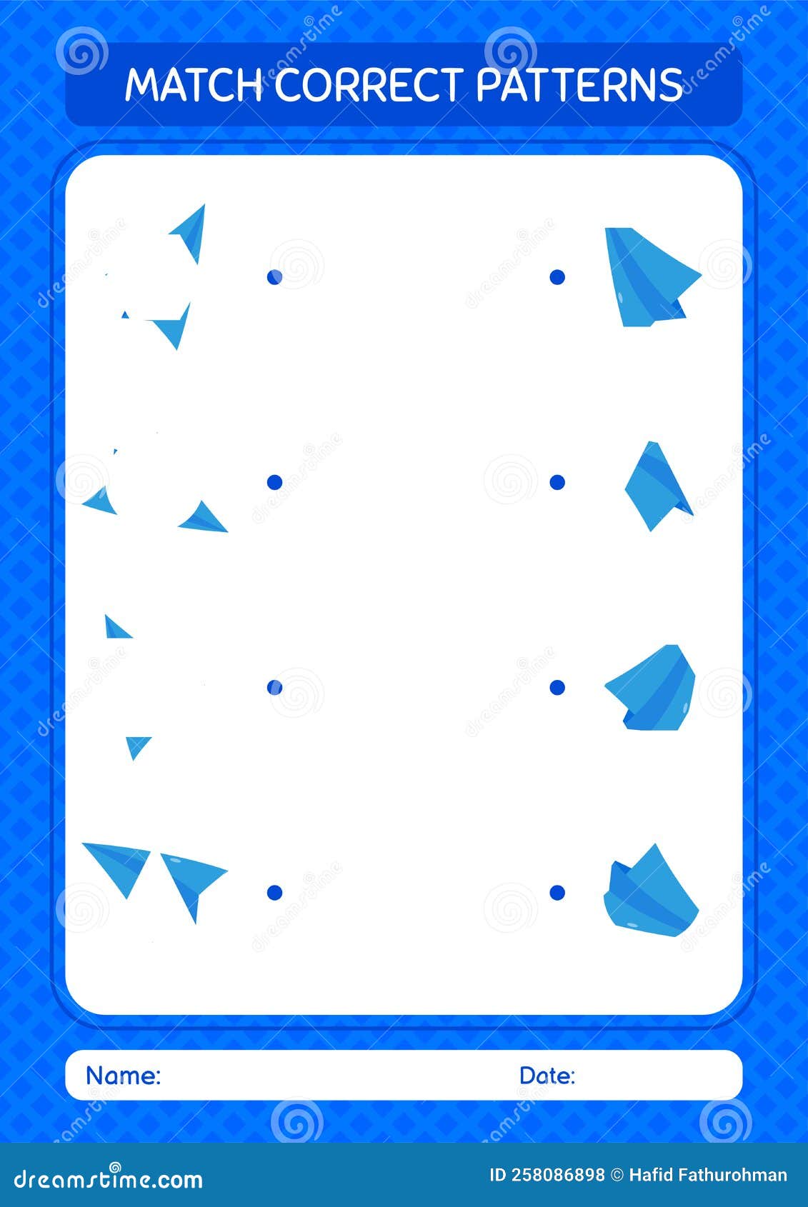 Match Pattern Game with Paper Plane. Worksheet for Preschool Kids, Kids ...