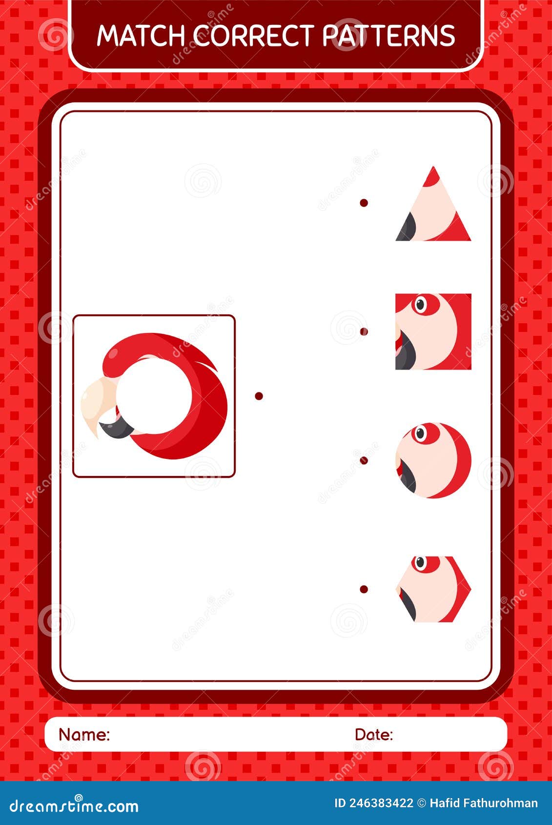 Match Pattern Game with Parrot. Worksheet for Preschool Kids, Kids ...