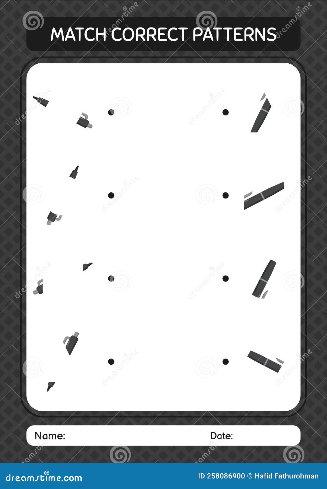 Match Pattern Game with Pen. Worksheet for Preschool Kids, Kids ...