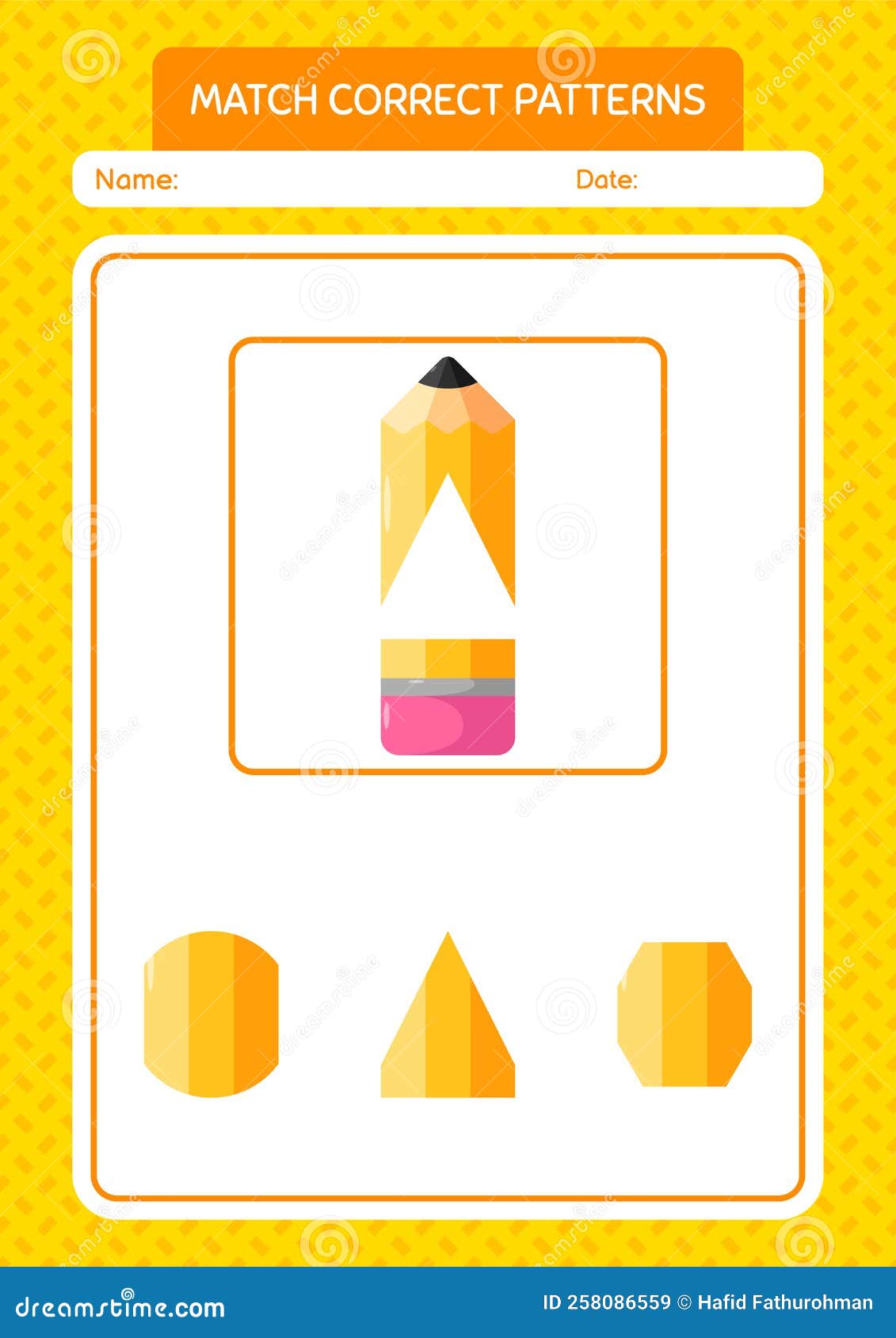 Match Pattern Game with Pencil. Worksheet for Preschool Kids, Kids ...