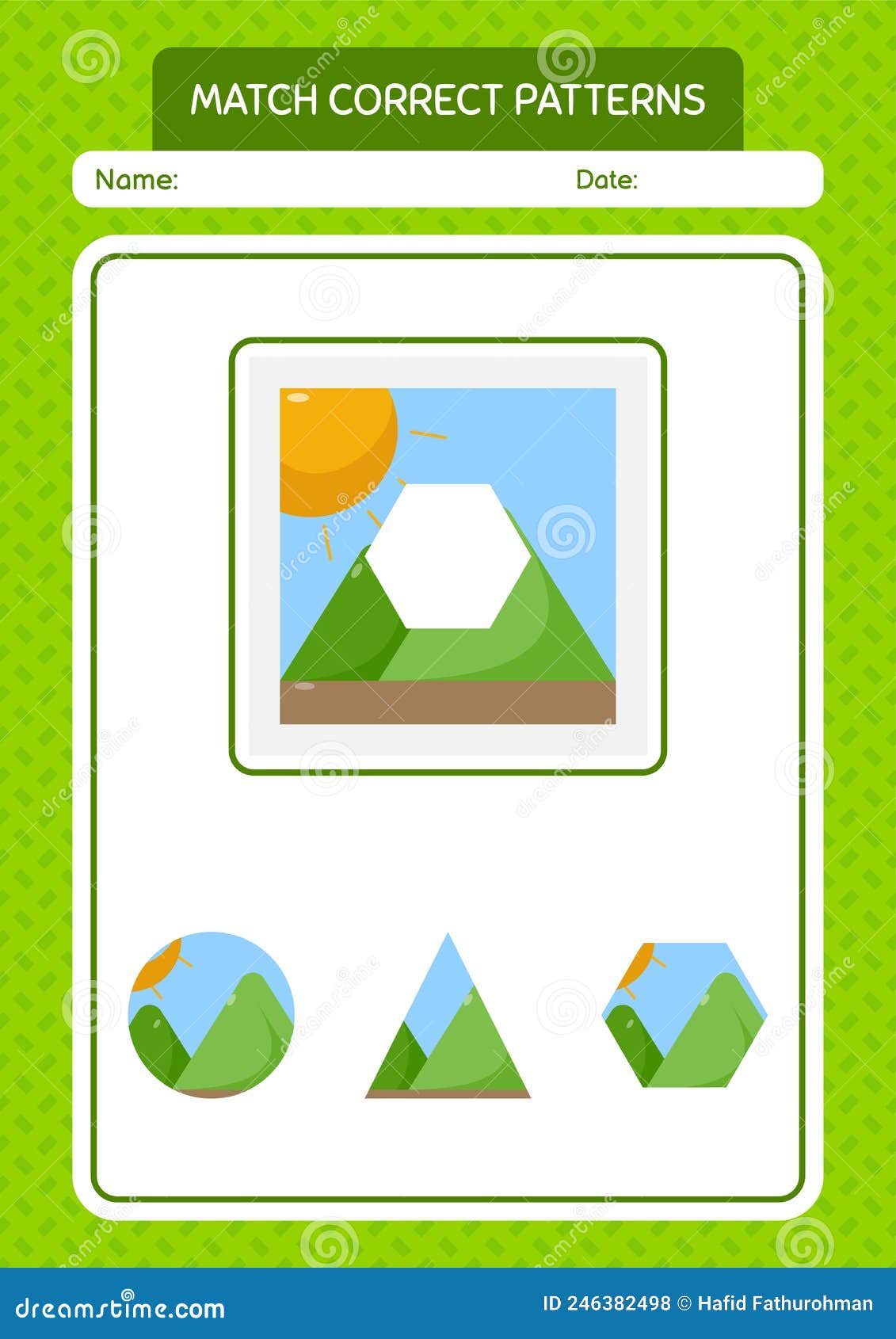 Match Pattern Game with Photograph. Worksheet for Preschool Kids, Kids ...
