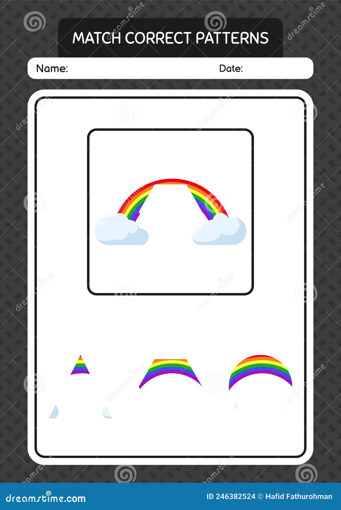 Match Pattern Game with Rainbow. Worksheet for Preschool Kids, Kids ...