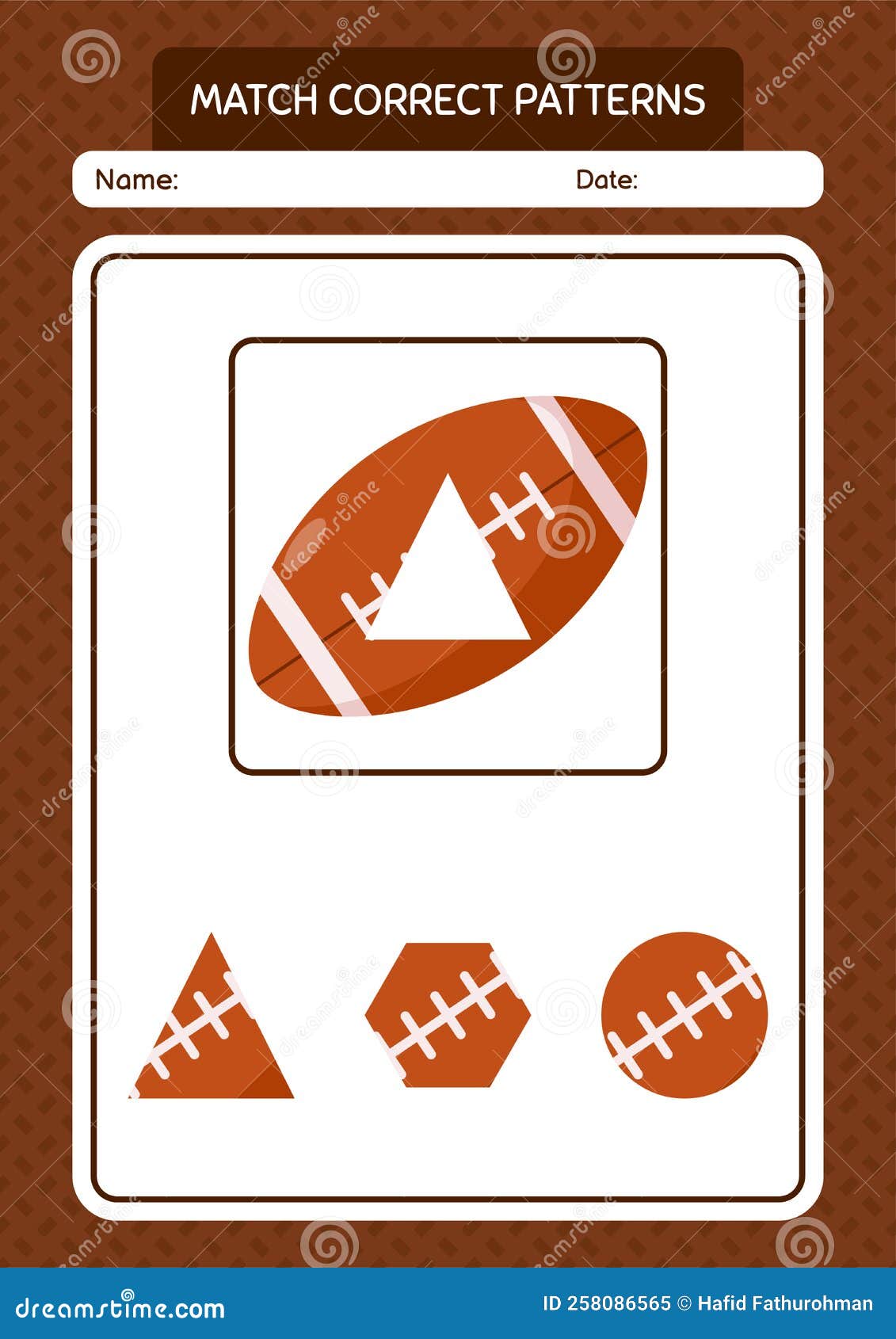 Match Pattern Game with Rugbyball. Worksheet for Preschool Kids, Kids ...