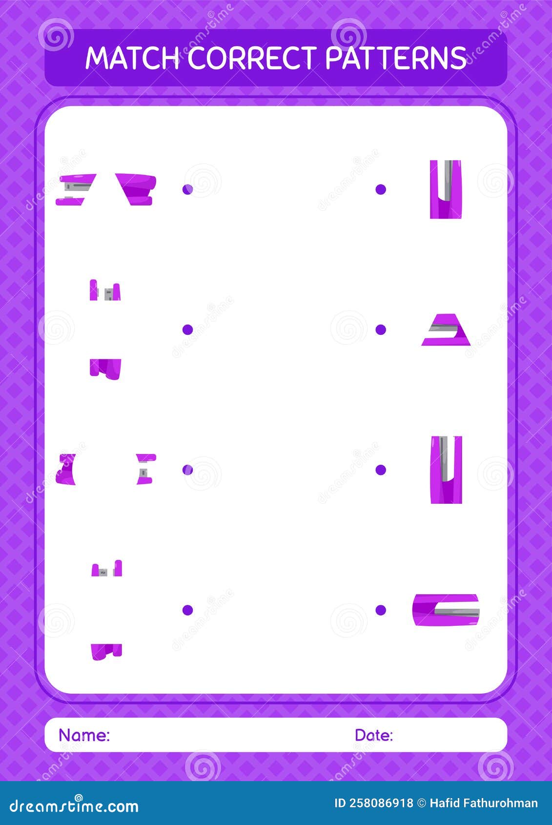 Match Pattern Game with Stapler. Worksheet for Preschool Kids, Kids ...