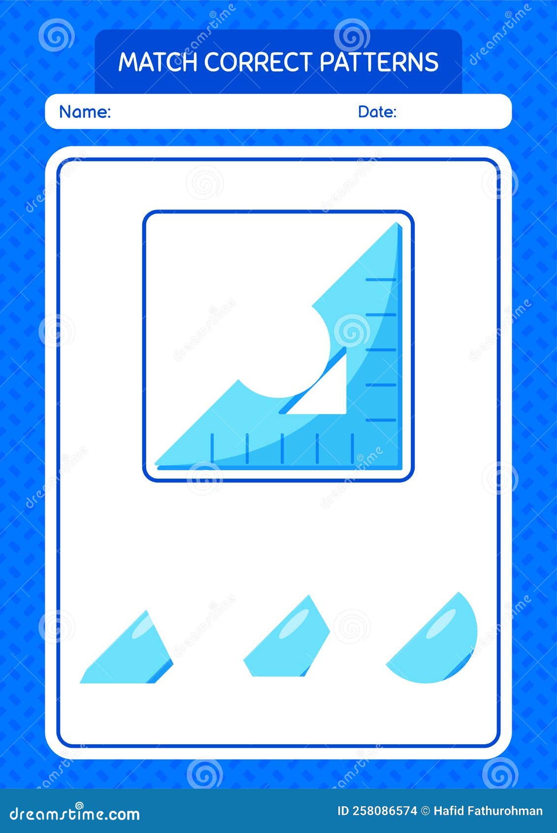 Match Pattern Game with Triangle Ruler. Worksheet for Preschool Kids ...