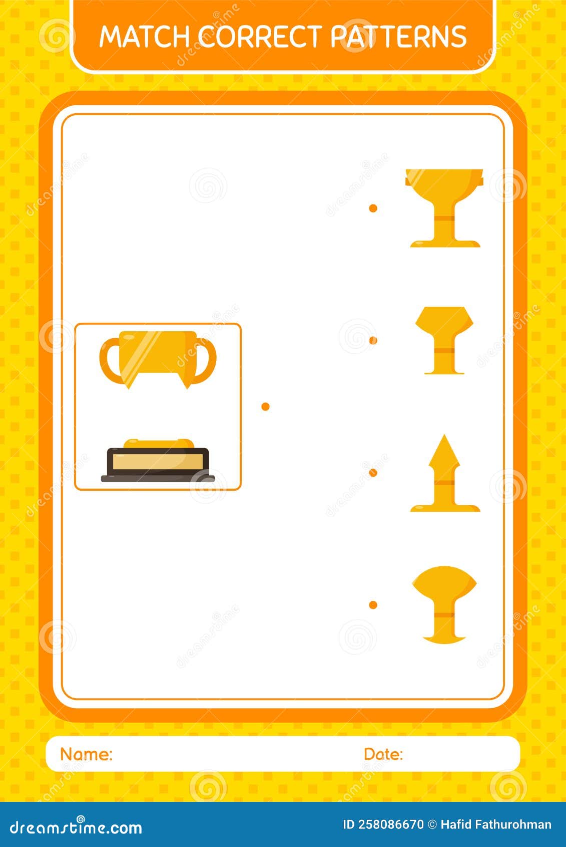 Match Pattern Game with Trophy. Worksheet for Preschool Kids, Kids ...