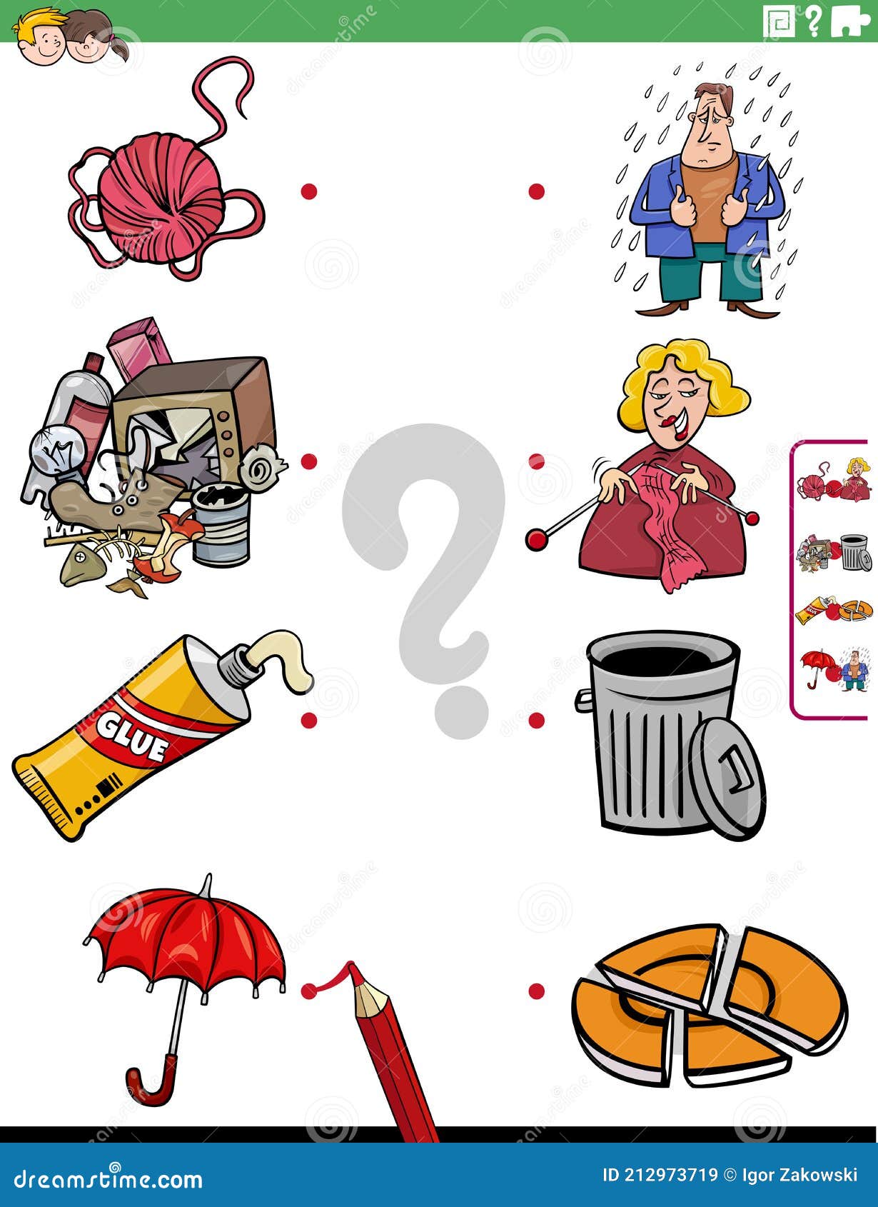 Match People Characters and Objects Educational Task Stock Vector ...