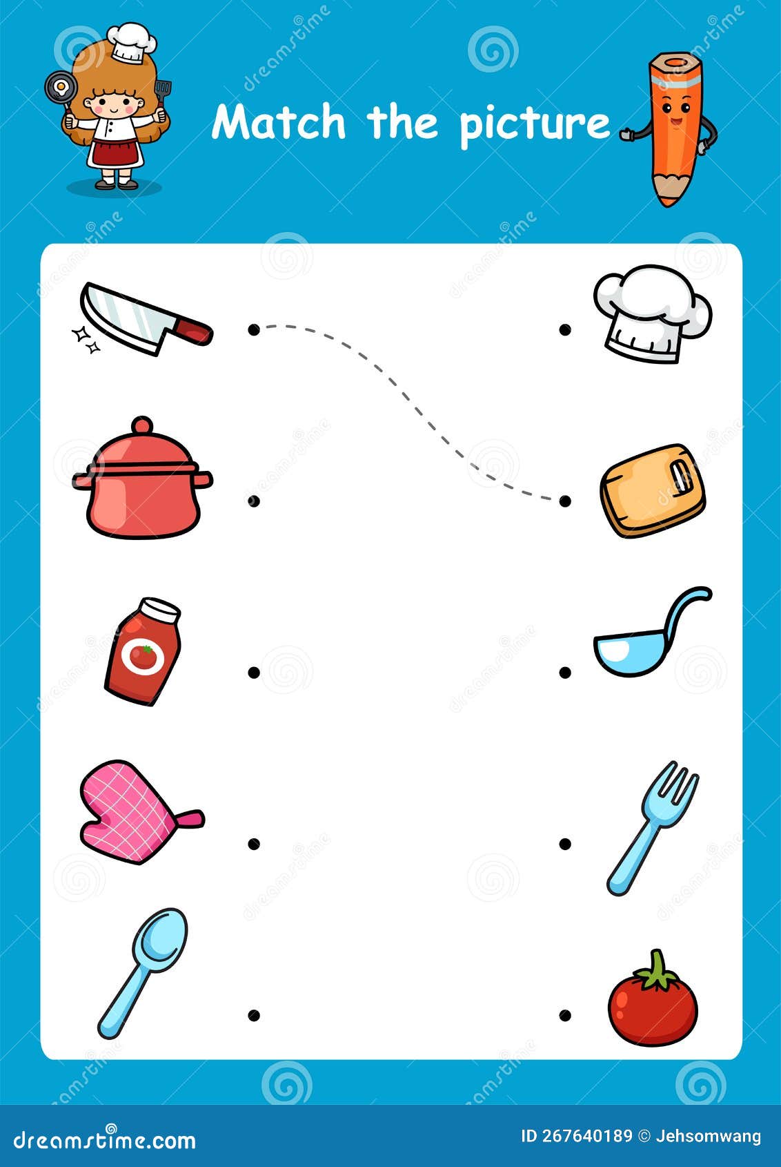 Match the Picture Education Game for Children Stock Vector ...