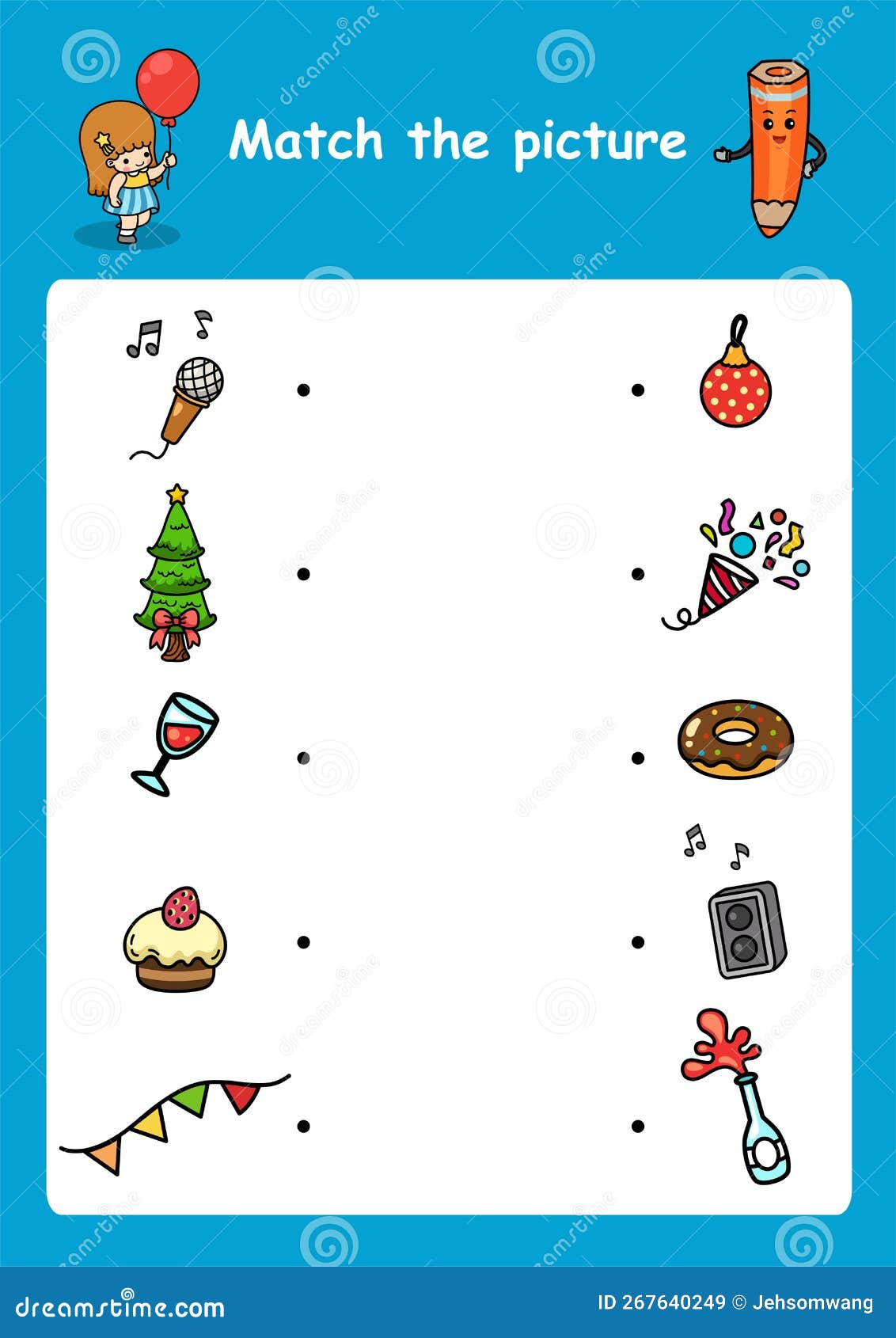 Match the Picture Education Game for Children Stock Vector ...