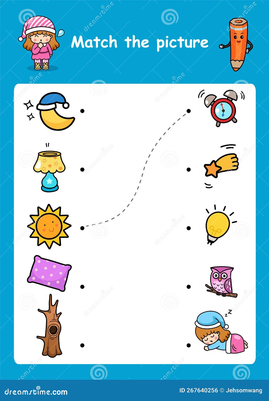 Match the Picture Education Game for Children Stock Vector ...