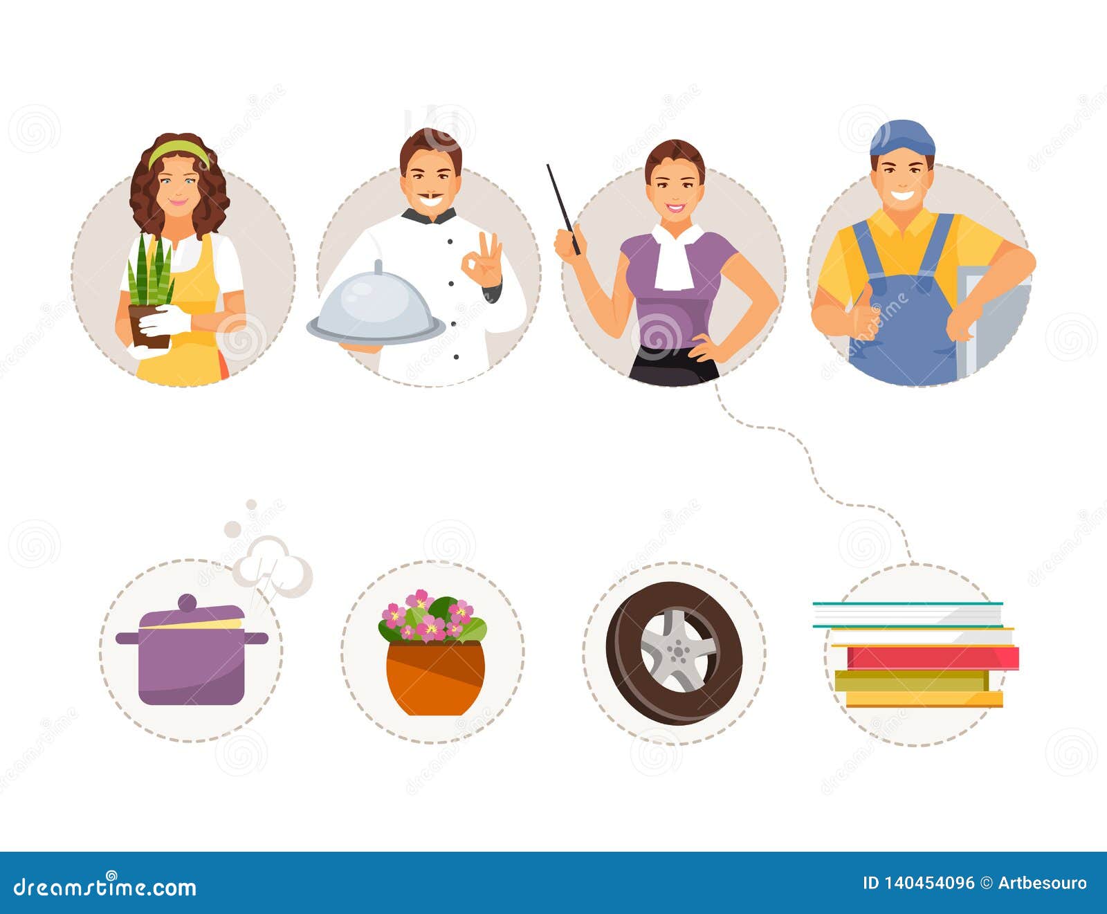 Match Professions and Objects Stock Vector - Illustration of kitchen ...